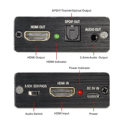 Tensun Hdmi To Hdmi Arc Adapter With Optical Toslink Spdif Audio Output