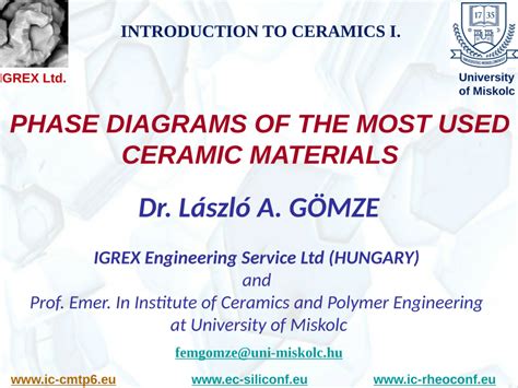 Pdf Phase Diagrams Of The Most Used Ceramic Materials