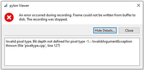 Pylon Viewer Error When Recording Video From Multiple Cameras Basler