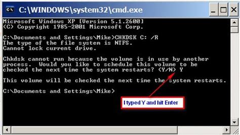 running the microsoft utility chkdsk