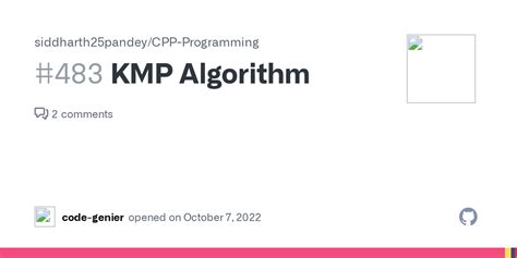 Kmp Algorithm · Issue 483 · Siddharth25pandeycpp Programming · Github
