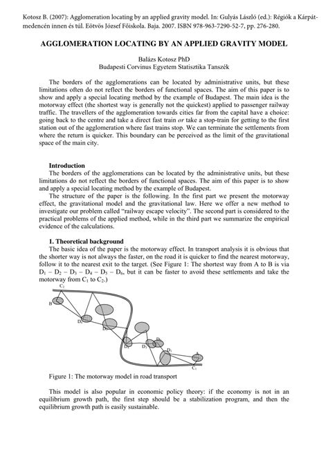 Pdf Agglomeration Locating By An Applied Gravity Model