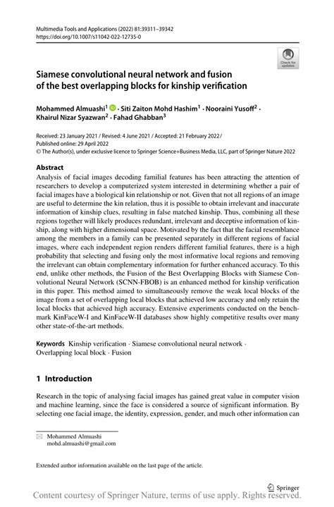 Siamese Convolutional Neural Network And Fusion Of The Best Overlapping Blocks For Kinship