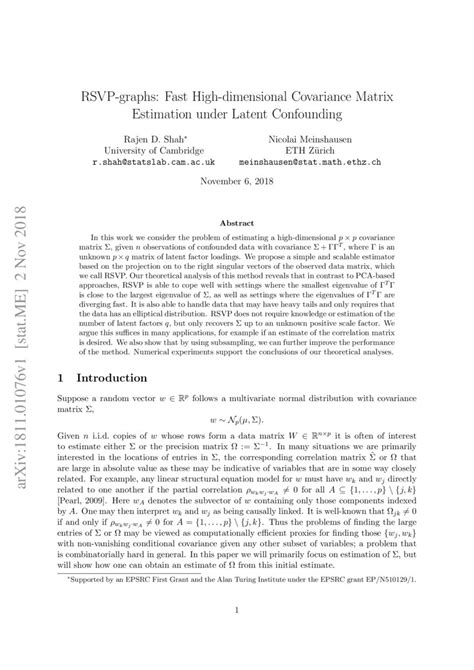 Rsvp Graphs Fast High Dimensional Covariance Matrix Estimation Under