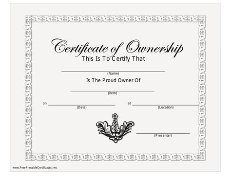 Certificate Of Ownership Template Flower Download Printable Pdf