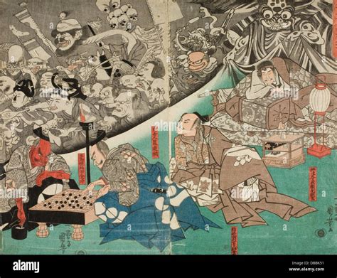 This Multi Part Artwork Depicts The Warrior Minamoto Raiko Battling The Earth Spider Part Of