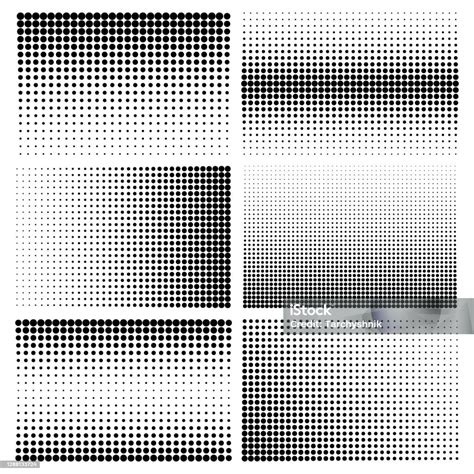 흰색 배경에 분리 된 검은 점이있는 하프톤 디자인 요소 만화 점선 패턴 벡터 일러스트레이션 개념에 대한 스톡 벡터 아트 및 기타