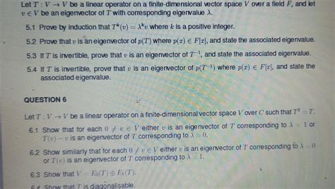 solved let t v v be a linear operator on a