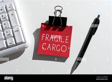 Sign Displaying Fragile Cargo Concept Meaning Breakable Handle With Care Bubble Wrap Glass
