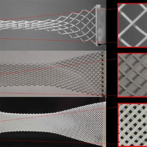 A Wide Knit Pantographic Structure A And Two Structures With A