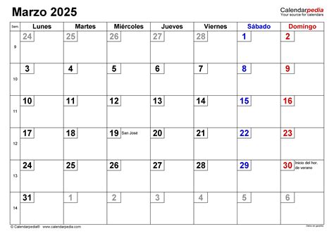 Calendario Marzo 2025 Editable Mikkel V Schou