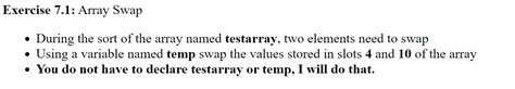 Solved Exercise 71 Array Swap During The Sort Of The Array