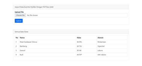 Import Data Excel Ke Mysqli Dengan Php Dan Ajax Belajarwithib