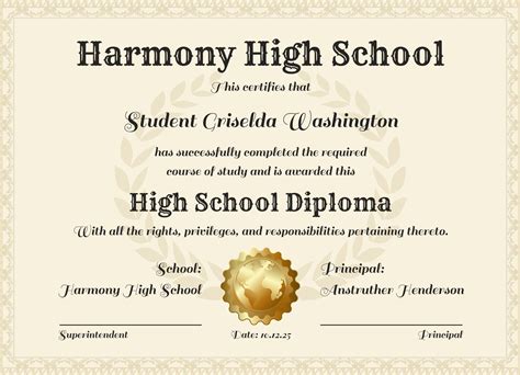 Free Printable High School Diploma Templates Free Printable