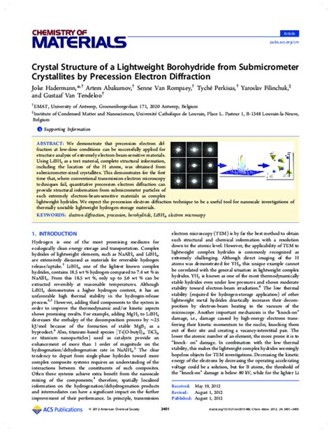 Pdf Crystal Structure Of A Lightweight Borohydride From Submicrometer Crystallites By