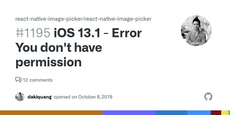IOS Error You Don T Have Permission Issue React Native Image Picker React