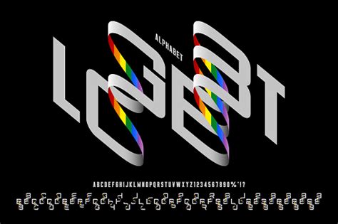 미래지향적인 오리지널 둥근 응징 알파벳 문자 및 숫자 세트 성소수자에 대한 스톡 벡터 아트 및 기타 이미지 성소수자 스포츠