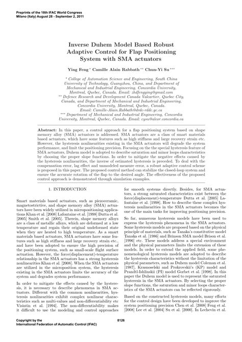 pdf inverse duhem model based robust adaptive control for flap