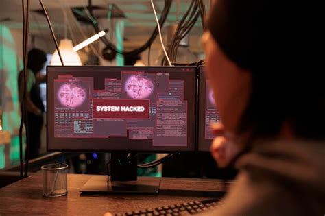 Premium Photo System Hacked Warning On Screen Computer Database