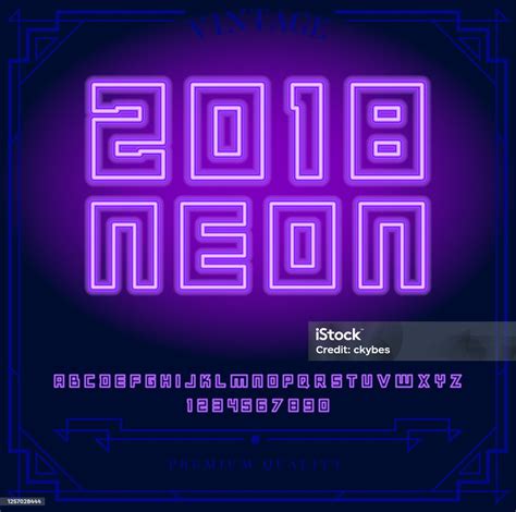 새해 복 많은 휴일 밝은 네온 알파벳 문자 숫자와 기호 벡터에 로그인합니다 야간 쇼 나이트 클럽 Cabaret에 대한 스톡 벡터 아트 및 기타 이미지 Istock