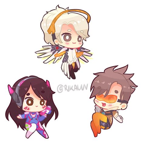 Overwatch Chibis Dva Tracer Mercy By Rikakek On Deviantart