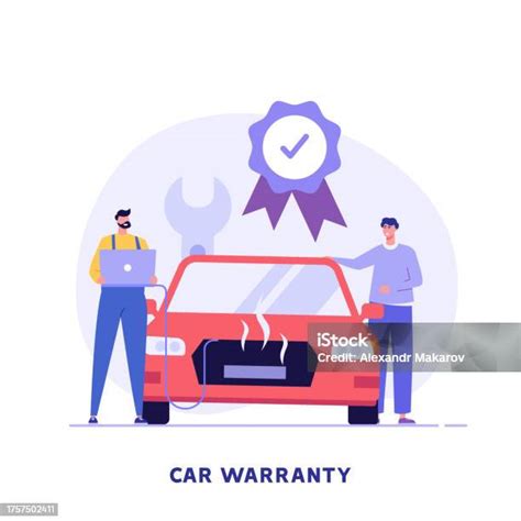 자동차 보증 서비스 그림 자동차 보증에는 차량 수리가 포함됩니다 자동차 보험 보증 범위 무료 자동차 수리 및 유지 보수 웹 배너 Ui에 대 한 벡터 평면 만화 디자인 가정