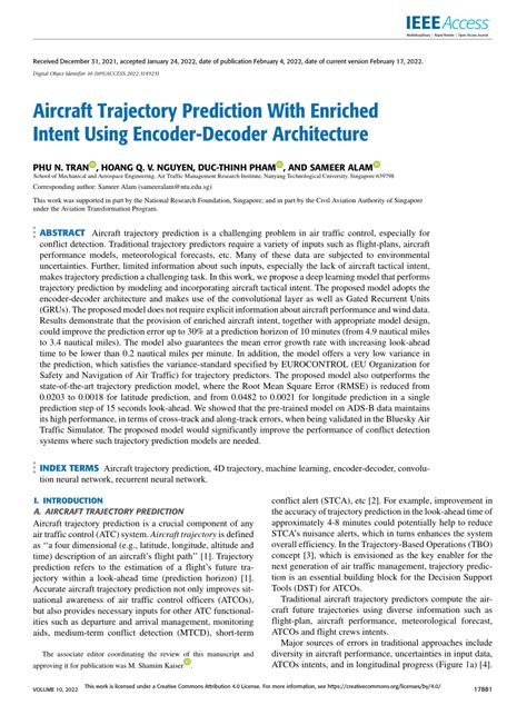 Pdf Aircraft Trajectory Prediction With Enriched Intent Using Encoder Decoder Architecture