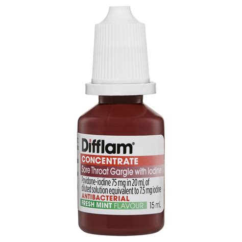 Difflam Sore Throat Gargle With Iodine Concentrate Fresh Mint 15ml