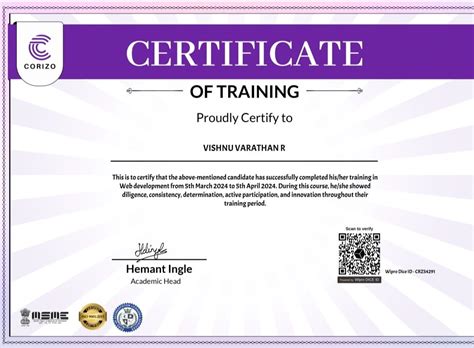 Vishnu Varathan Ranjith On Linkedin Excited To Share That Ive Successfully Completed My