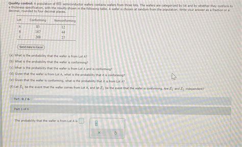 Solved Quality Control A Population Of 601 Semiconductor Wafers Contains Wafers From Three