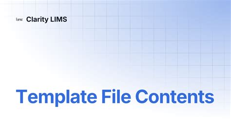 Template File Contents Clarity Lims