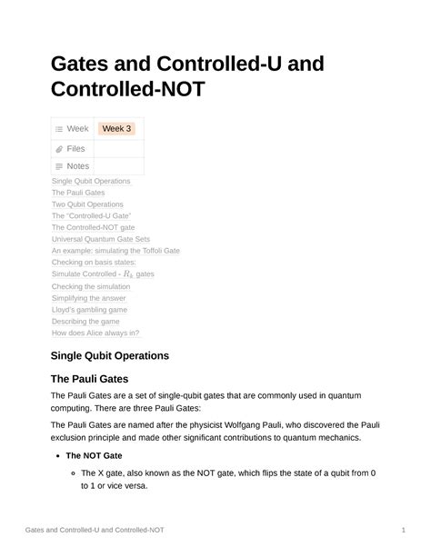 Gates And Controlled U And Controlled Not Gates And Controlled U And Controlled Not Week Week