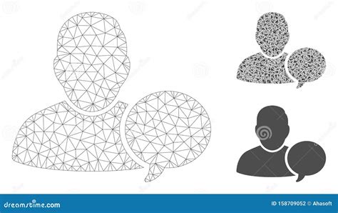 User Hint Balloon Vector Mesh Carcass Model And Triangle Mosaic Icon Stock Vector Illustration