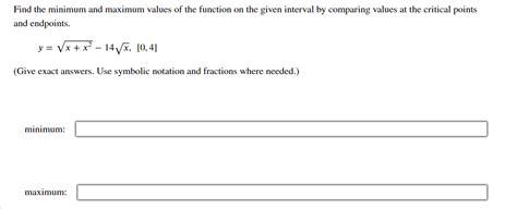 Solved Find The Minimum And Maximum Values Of The Function Chegg
