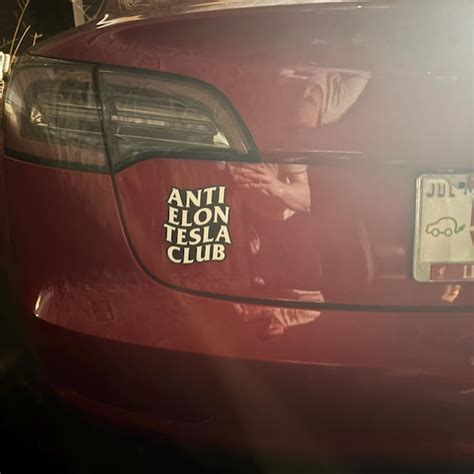 Anti Elon Tesla Club Die Cut Static Cling Vinyl Non Adhesive Window