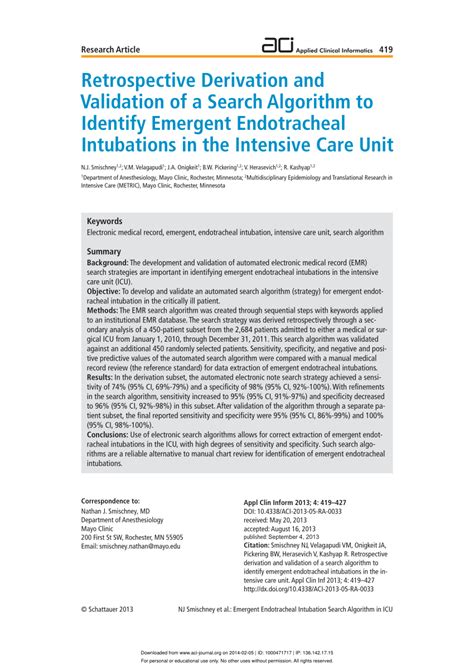 pdf retrospective derivation and validation of a search algorithm to identify emergent
