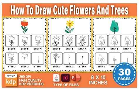 How To Draw Cute Flowers And Trees Graphic By Ayoub Ennaciri Creative Fabrica
