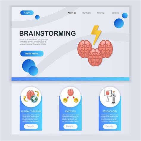 Premium Vector Brainstorming Flat Landing Page Website Template Global Thinking Emotion