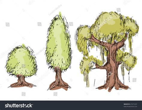 Tree Doodles Vector Stock Vector Royalty Free Shutterstock