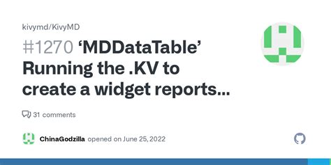 ‘mddatatable running the kv to create a widget reports an error
