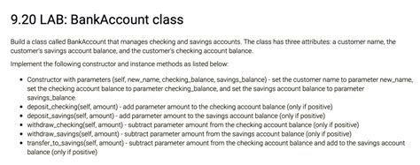 Solved 920 Lab Bankaccount Class Build A Class Called Bankaccount