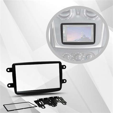 Moldura 2 Din Kwid Captur Duster Sandero Logan Black Piano Submarino