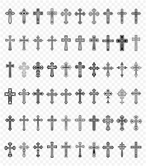 Векторные черно-белые плоские христианские крестные иконы Линейный ...