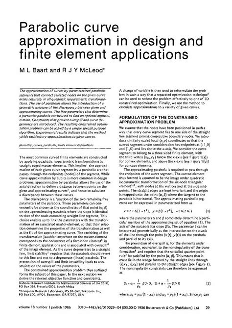 Pdf Parabolic Curve Approximation In Design And Finite Element