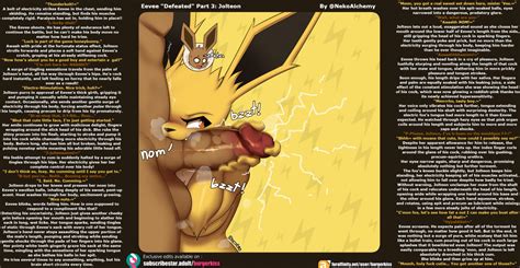 Rule 34 Anthro Bite Burgerkiss Caption Cum Eevee Eeveelution Electric Electric Shock