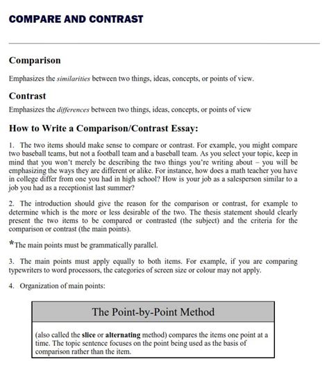 Writing A Compare And Contrast Essay Guide Examples