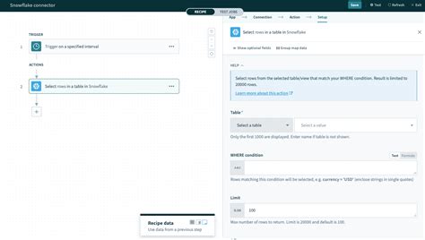 Workato Connectors Snowflake Select Actions Workato Docs