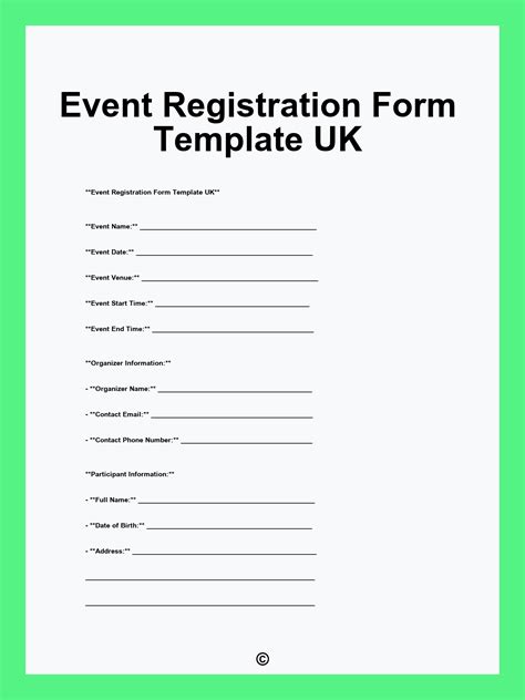Event Registration Form Template Uk