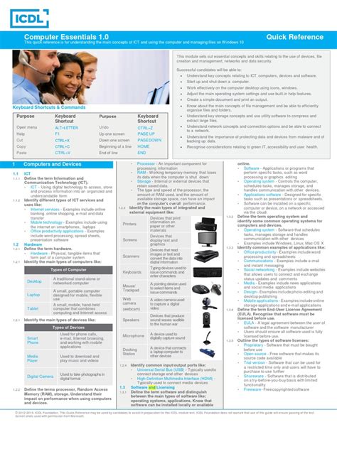 Icdl Computer Essentials 10 Qrg Pdf Icon Computing Operating System
