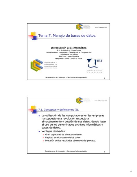 Tema 7 Manejo De Bases De Datos